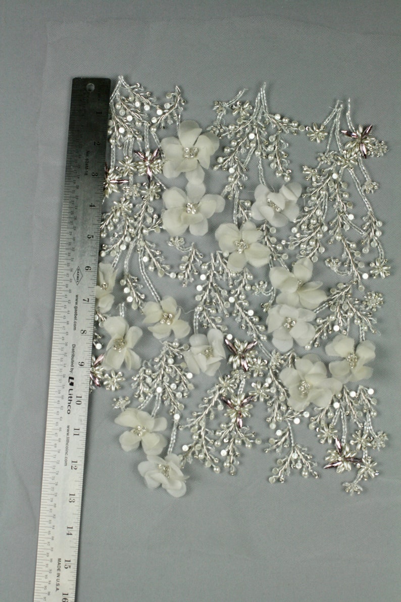 Custom Handmade Beaded Applique Panel Beading Panel Used as Beaded Trim ...