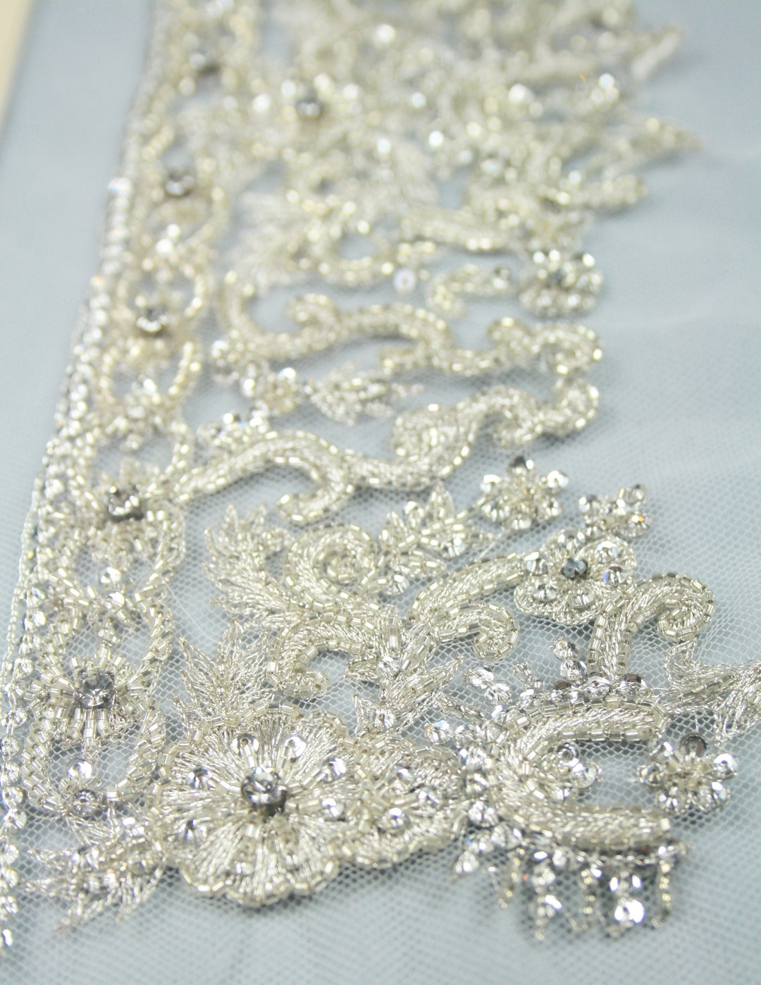 Crystal Beaded Hand Embroidery and Beading Trim Applique for Luxury ...