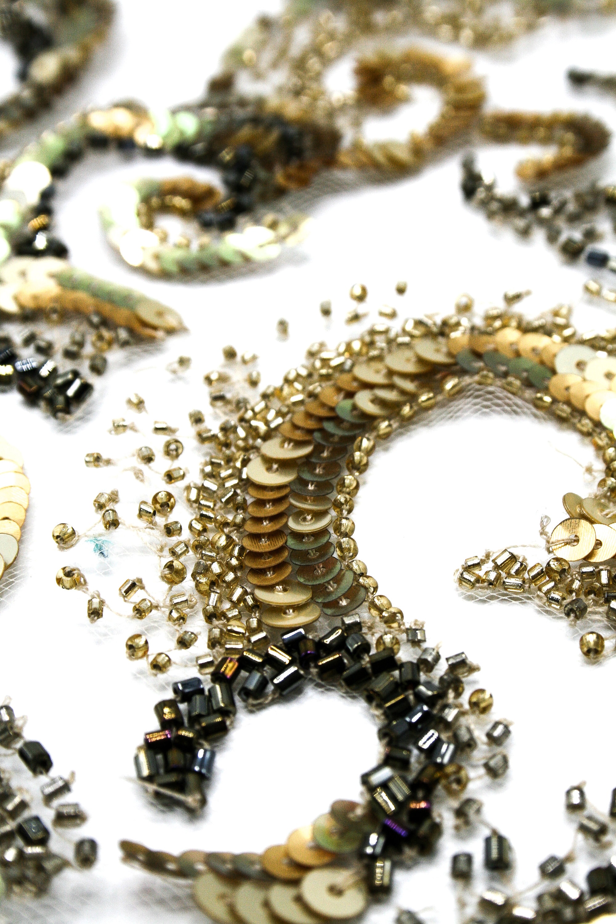 Gold Dull and Shiny Gold Custom Hand Embroidery Used as Beaded Trim ...