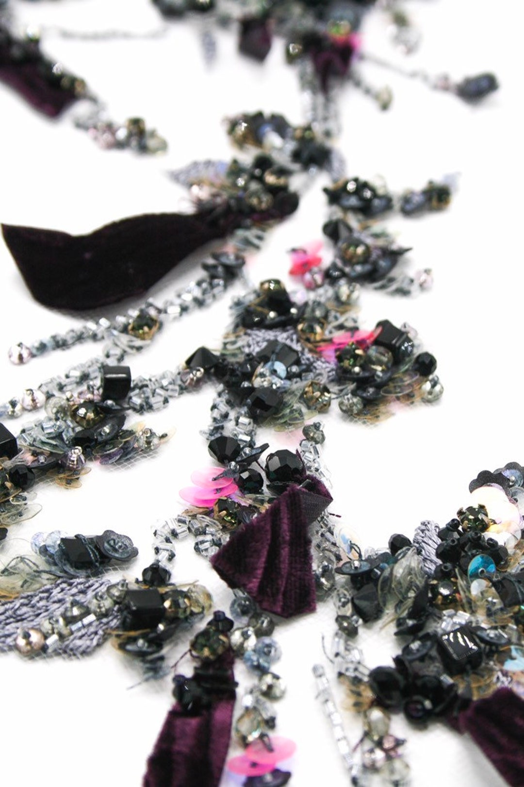 Hand Beaded Applique Panel, 3d Flower Applique Dress, Evening Gown ...