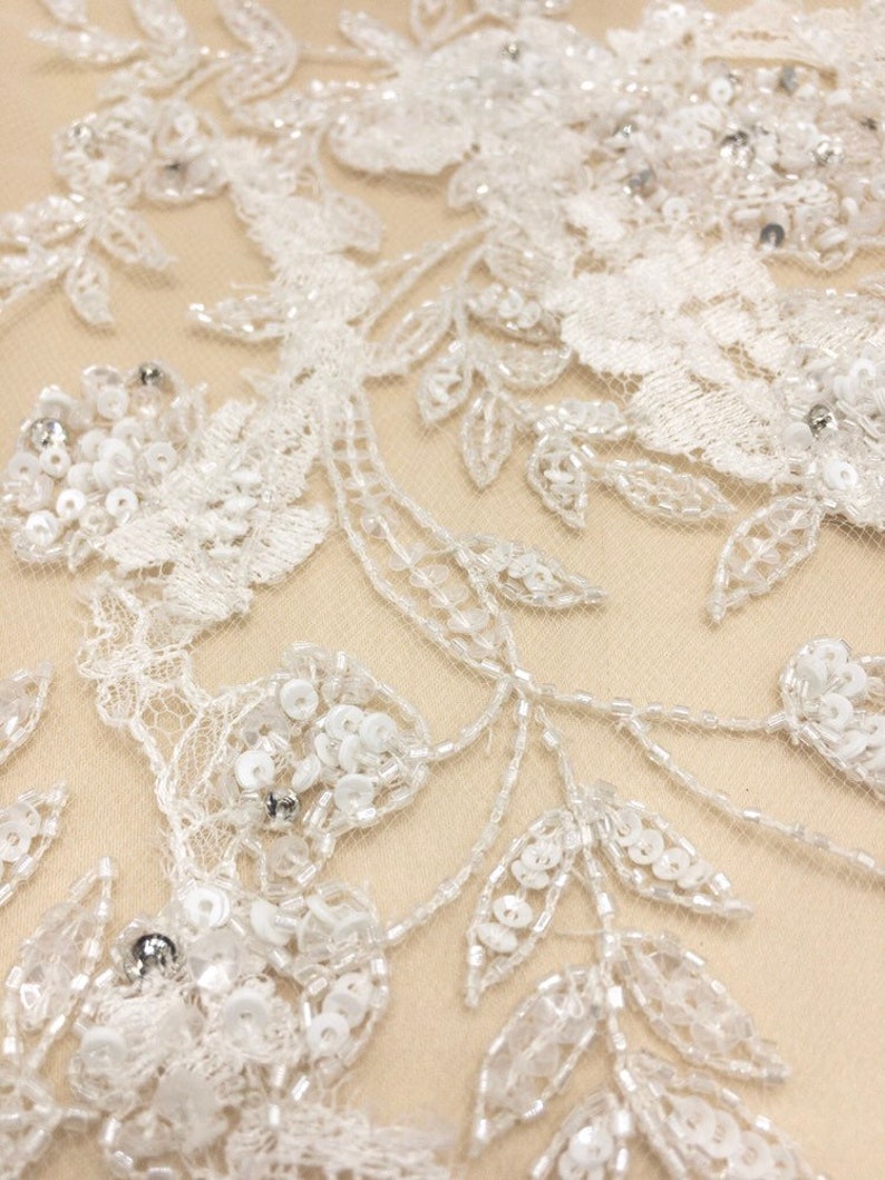 Crystal Beaded Applique Panel, Beading Panel Used as Beaded Trim ...