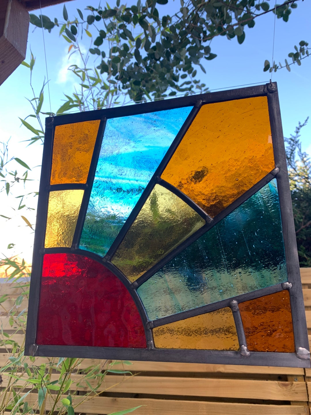 Sunrise/sunset/stained Glass/window Hanging - Etsy