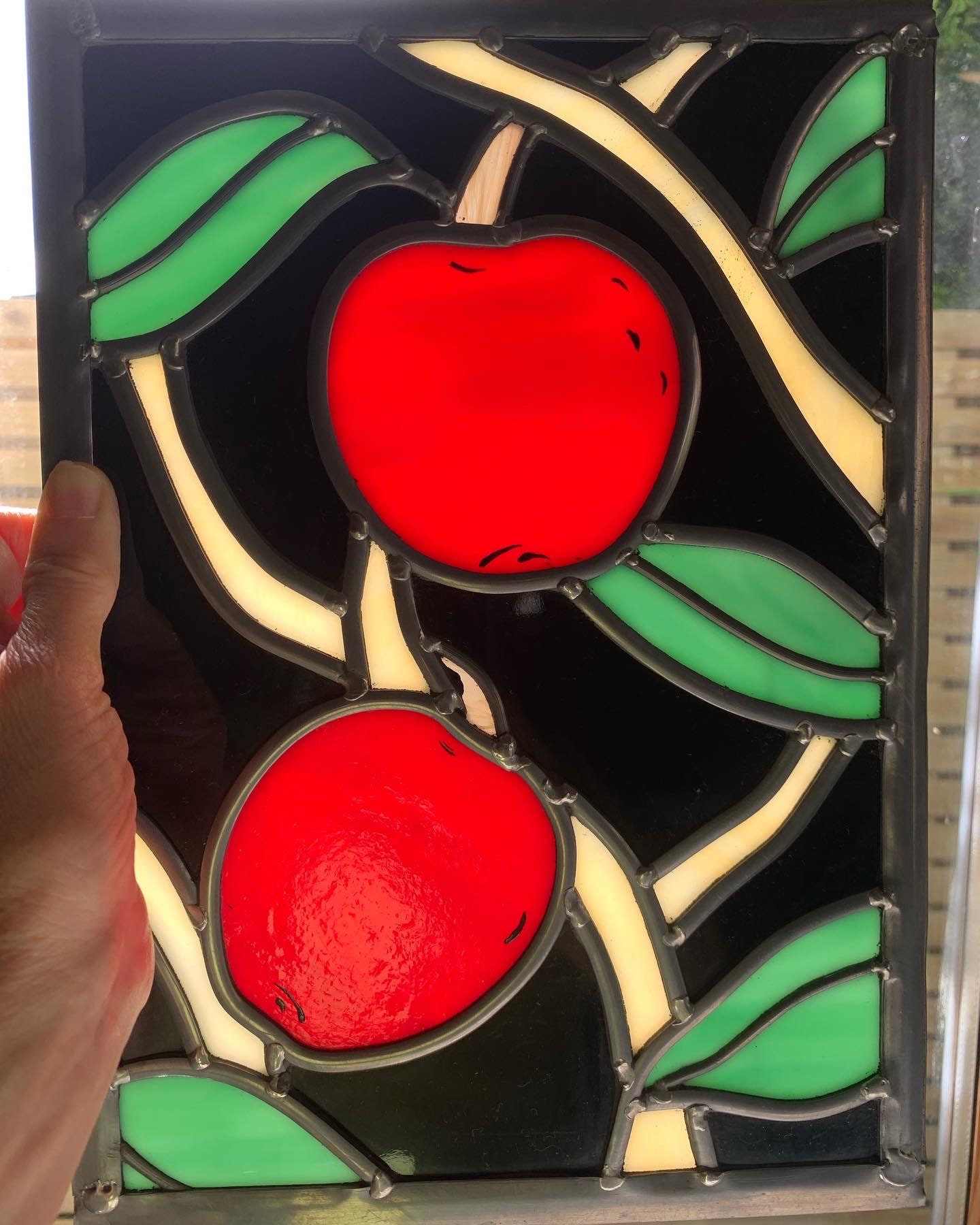Stained Glass Apple Panel/window Hanging/apples/glass Apples - Etsy