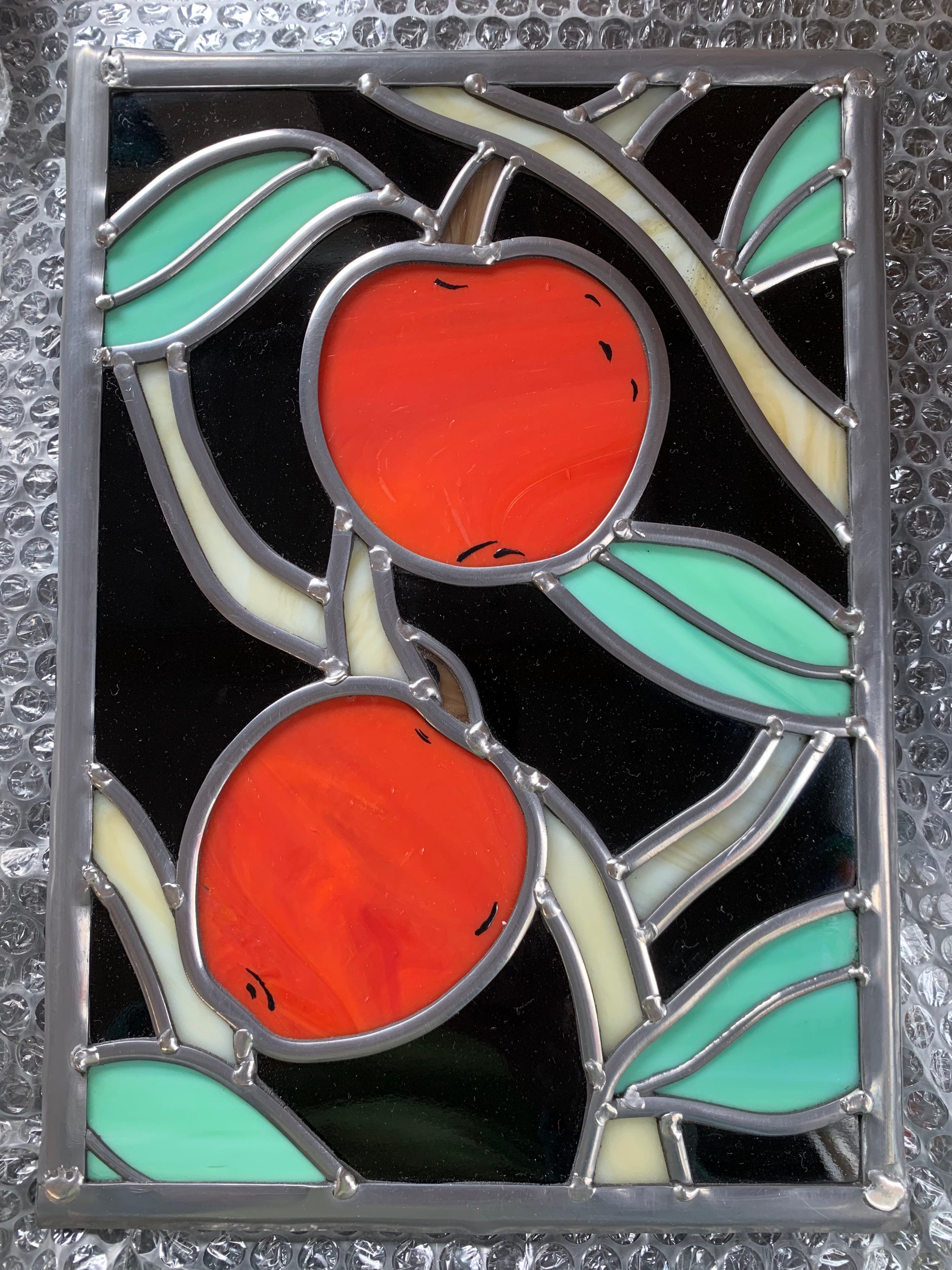 Stained Glass Apple Panel/window Hanging/apples/glass Apples - Etsy