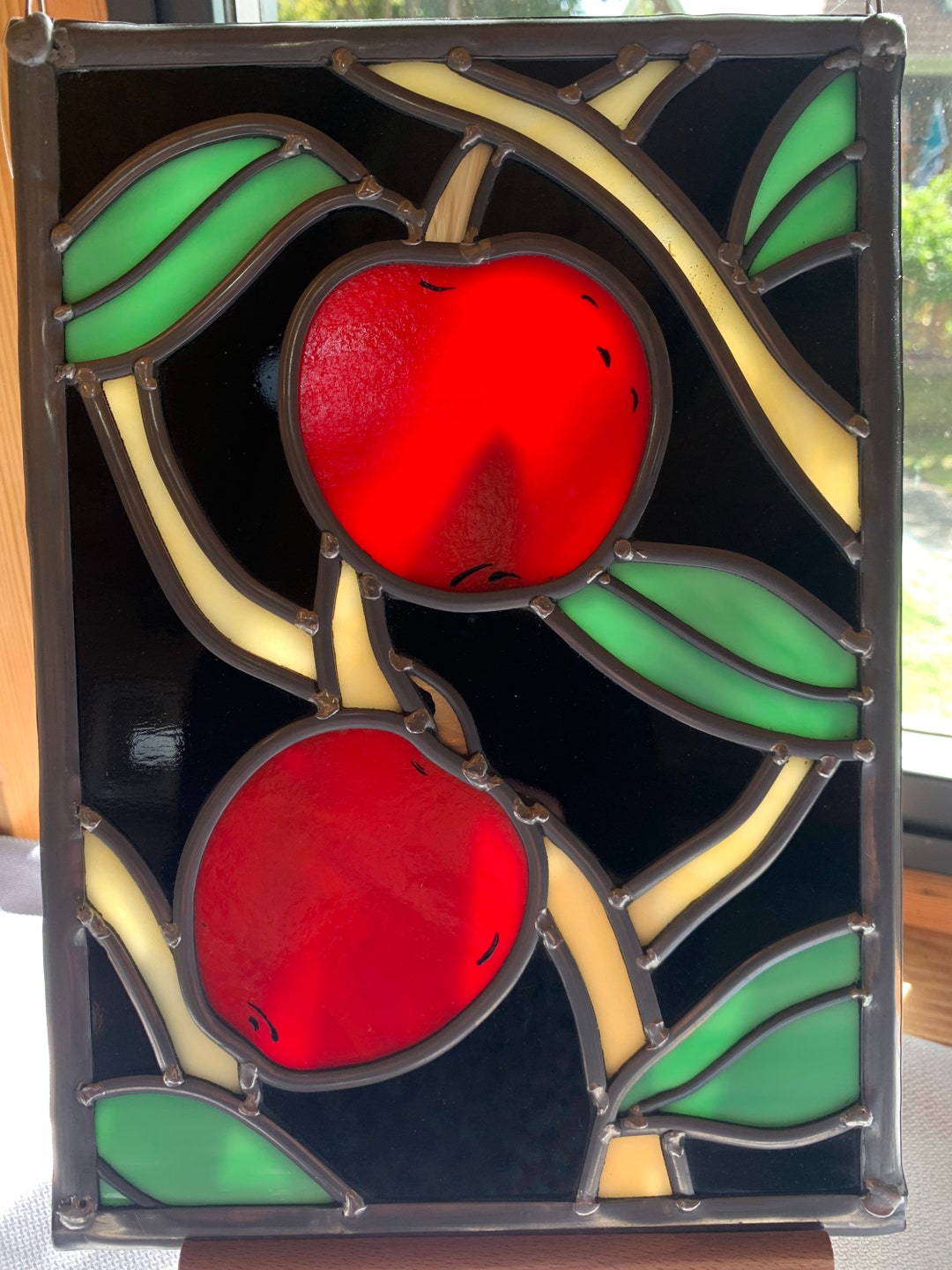 Stained Glass Apple Panel/window Hanging/apples/glass Apples - Etsy