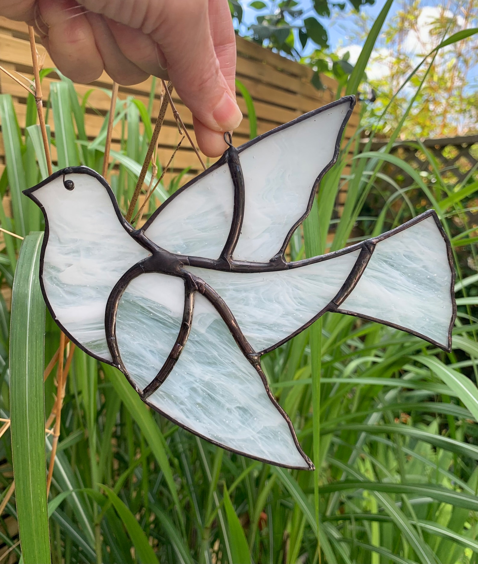 Stained Glass Dove/ Dove of Peace/ Window Hanging/white Glass - Etsy