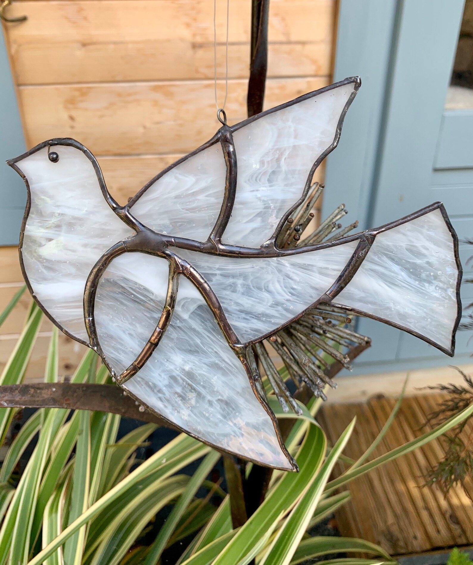 Stained Glass Dove/ Dove of Peace/ Window Hanging/white Glass - Etsy