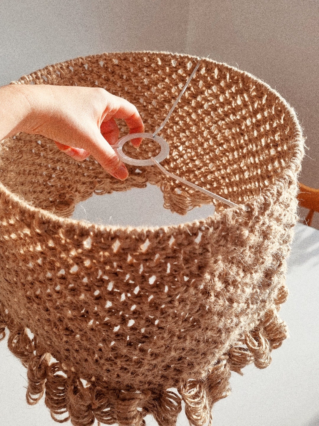 Jute Lampshade, Natural Jute Chandelier, Macrame Lampshade, Chandelier ...