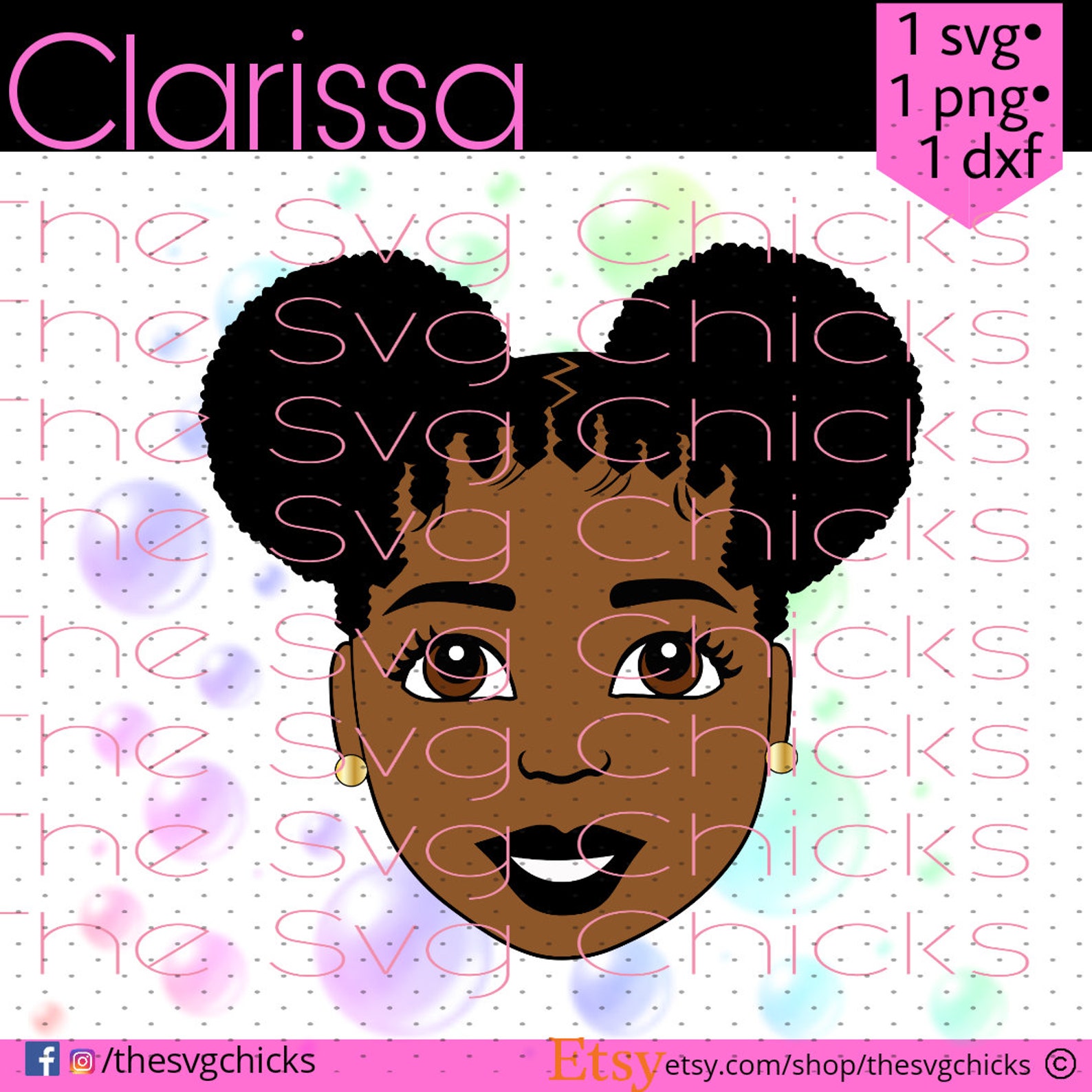 Clarissa-african American Girl Svg Girl With Braids and Beads - Etsy