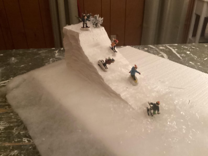 Christmas Village Display Ski Slope With 5 Cute Ski Figures for ...