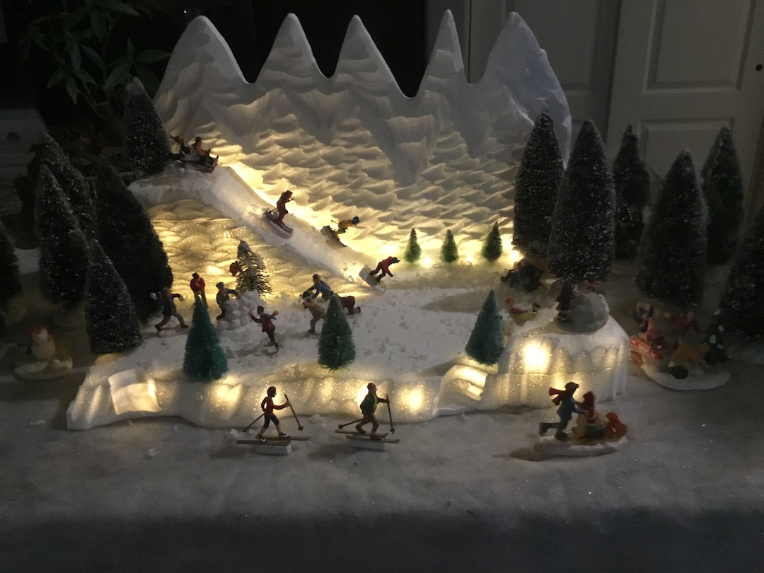 Christmas Village Display Platform W/ski Slope Sled Hill and - Etsy