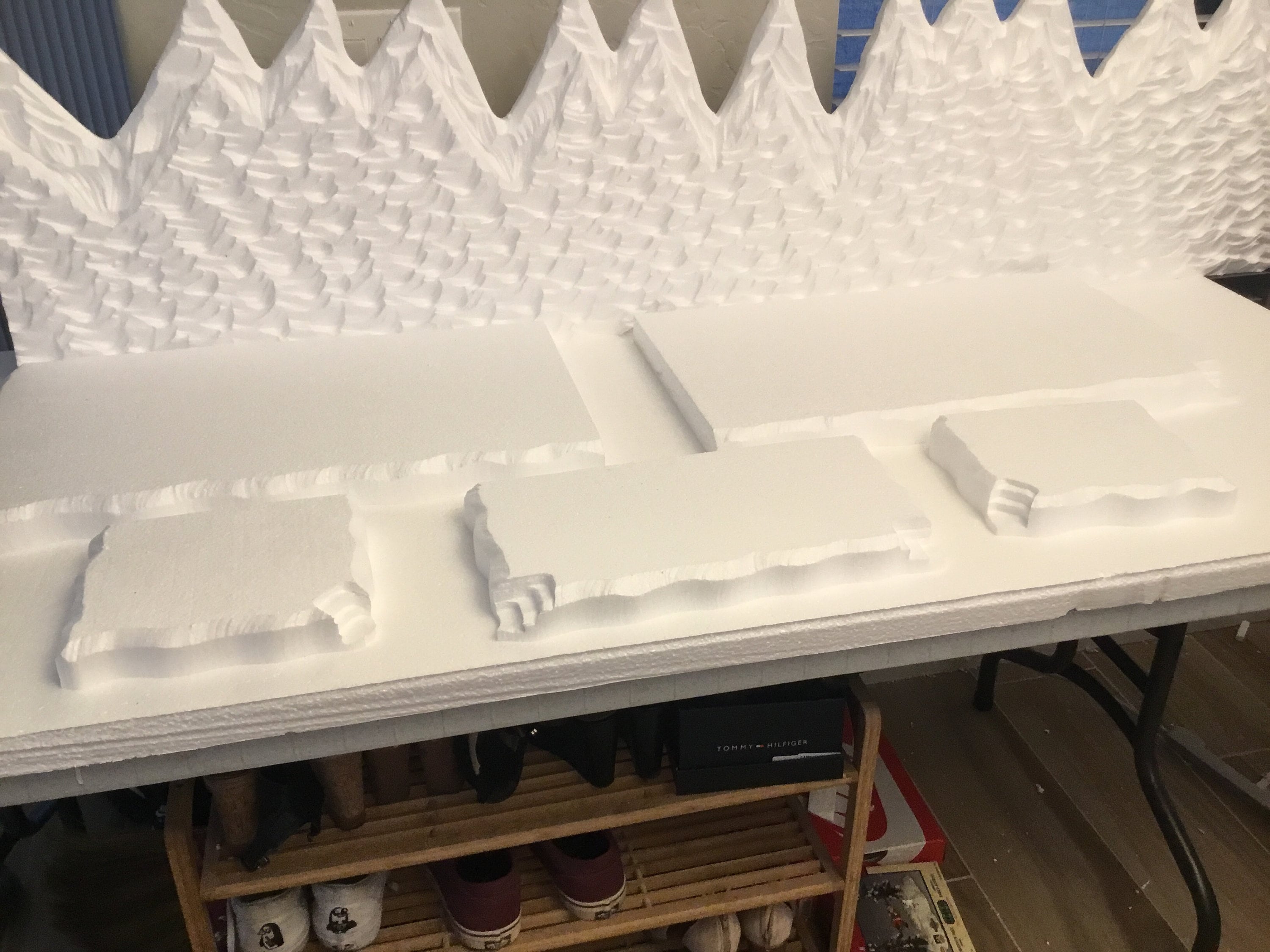 Christmas Village Display Platform 4 Feet Long W Matching Background ...