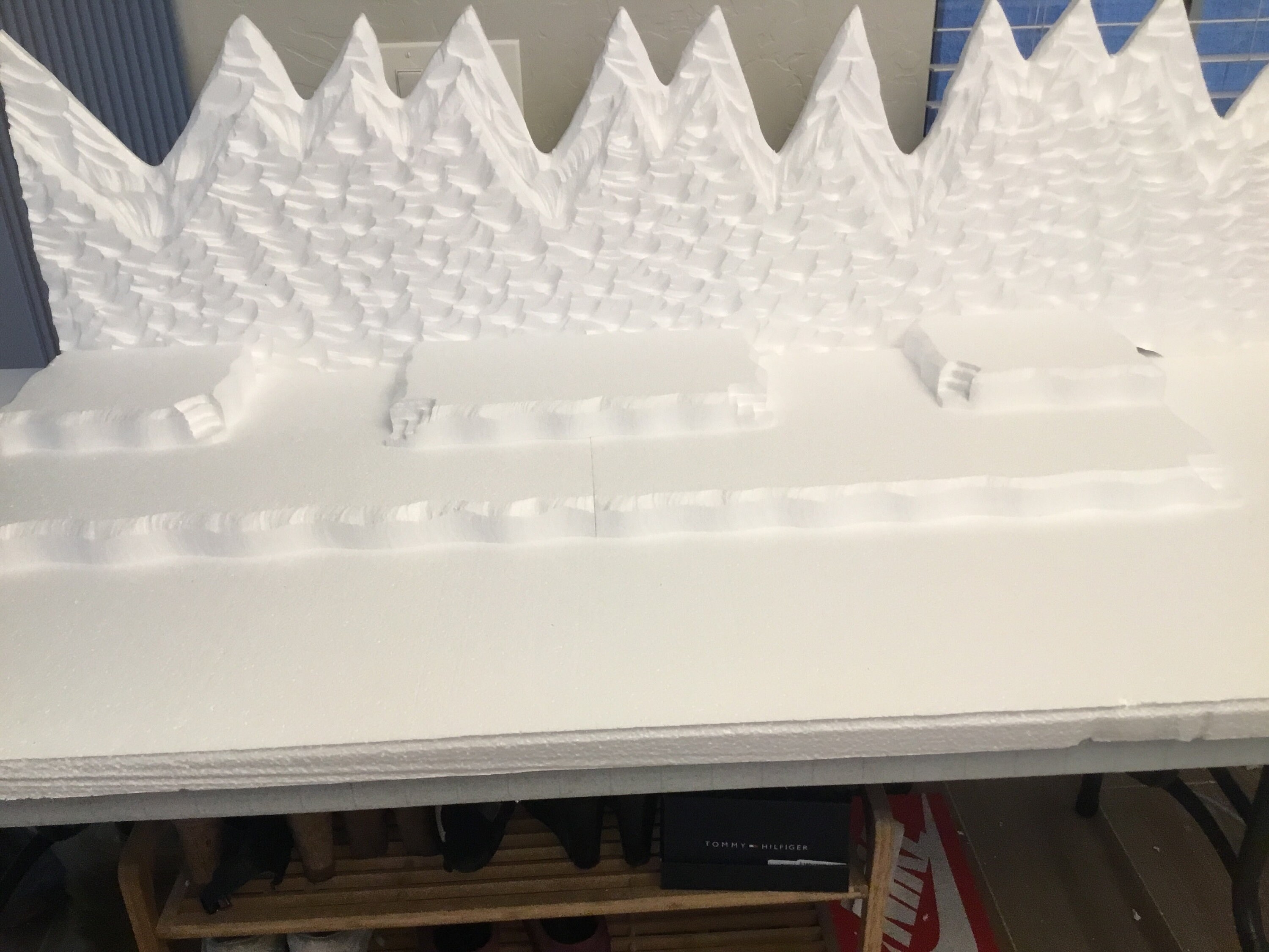 Christmas Village Display Platform 4 Feet Long W Matching Background ...