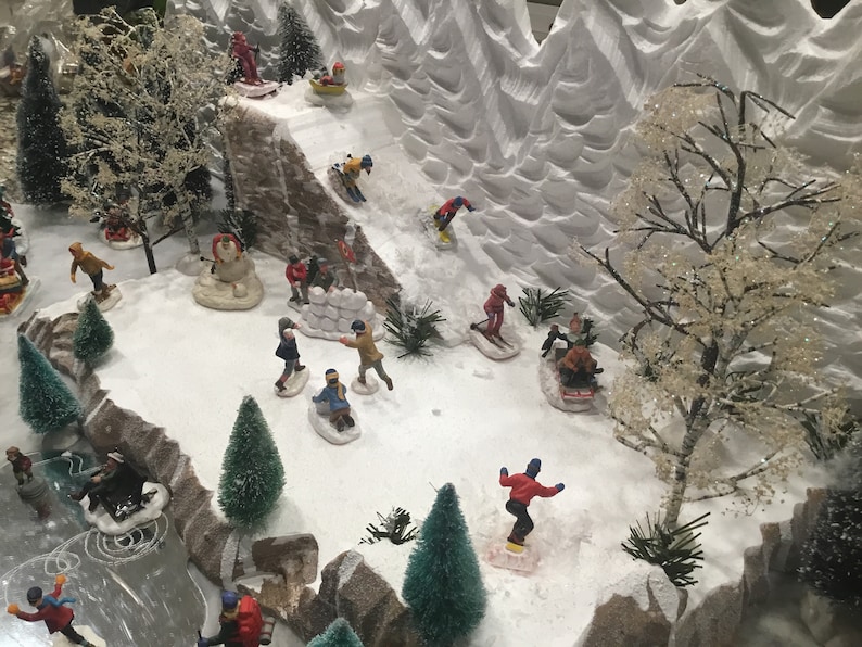 Christmas Village Display Platform W/ski Slope, Sled Hill and Mountain ...