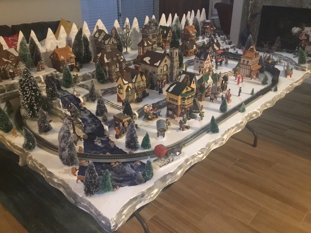 Christmas Village Display Platform Huge 4x8’ With Train Track Layout ...