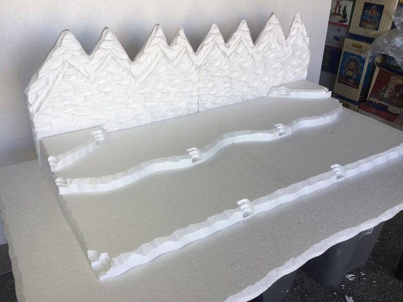Christmas Village Display Platform With Matching Mountain Background ...
