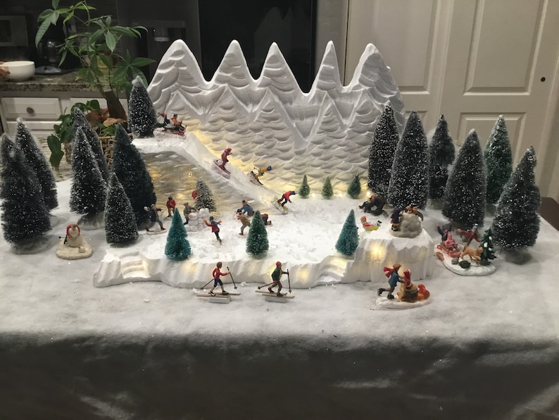 Christmas Village Display Platform W/ski Slope Sled Hill and - Etsy