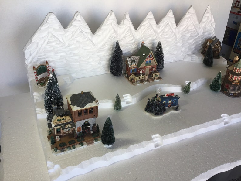 Christmas Village Display Platform With Matching Mountain Background ...