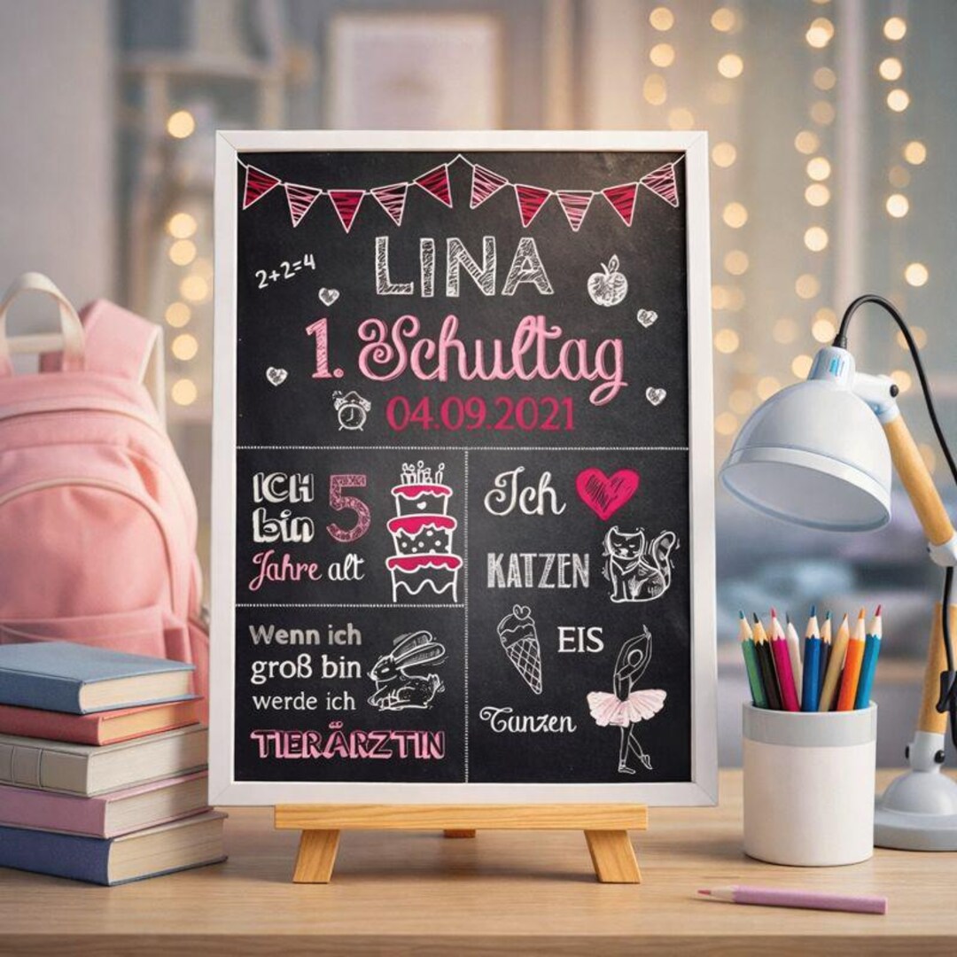 Personalized Pink School Starter Board | Pink Milestone Board for the ...