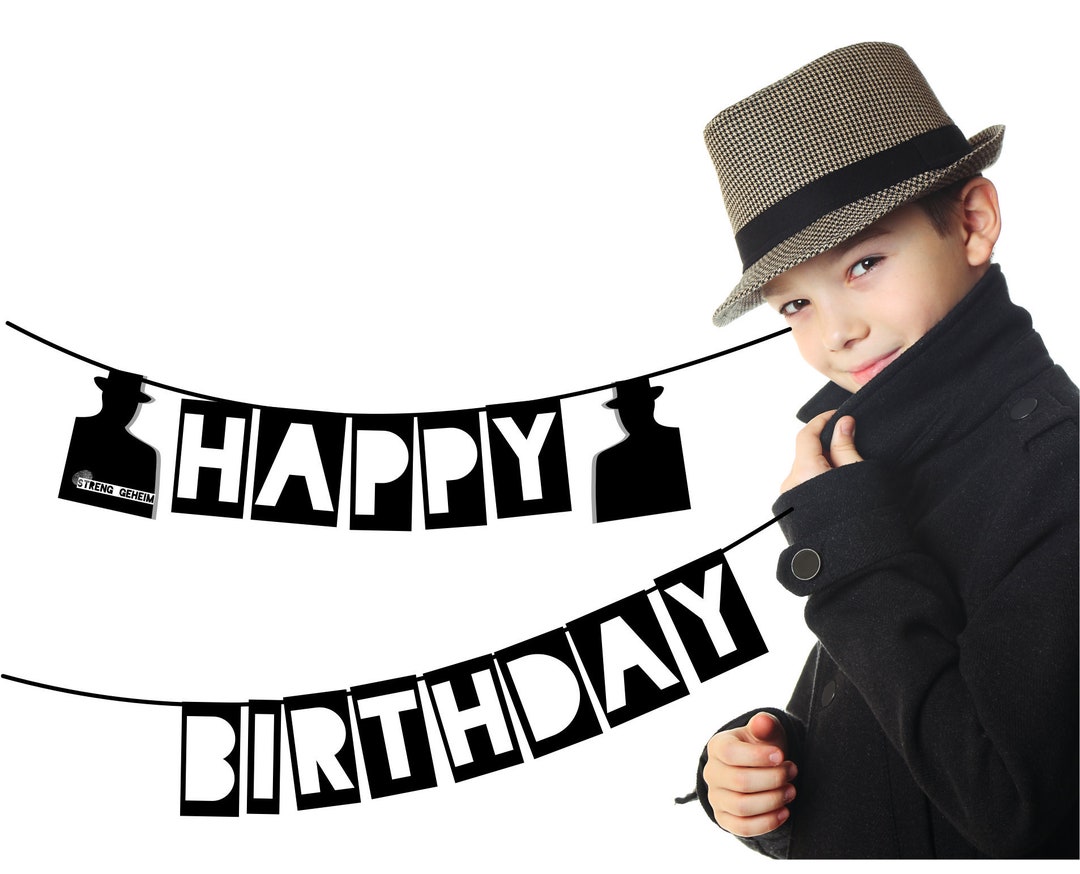 Children's Birthday Garland Happy Birthday "detective" Top Secret ...