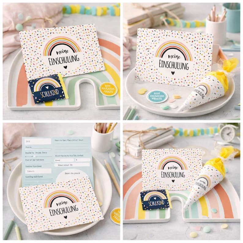 Decorative Cupcake Toppers, Set of 12, Round, Rainbow Design, for First ...