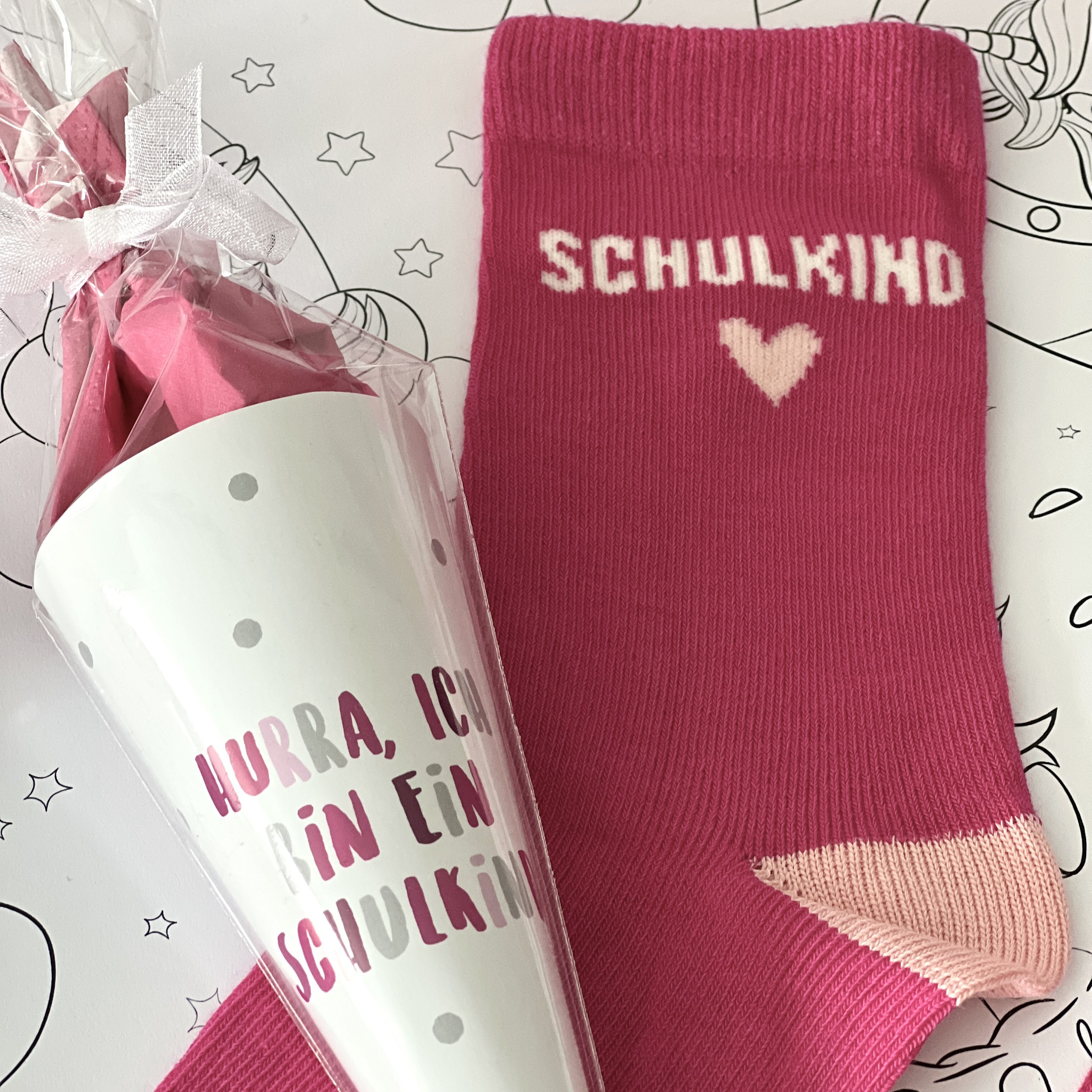 EINSCHULUNG Schulkind Socken GESCHENK für die Schultüte pink - Etsy