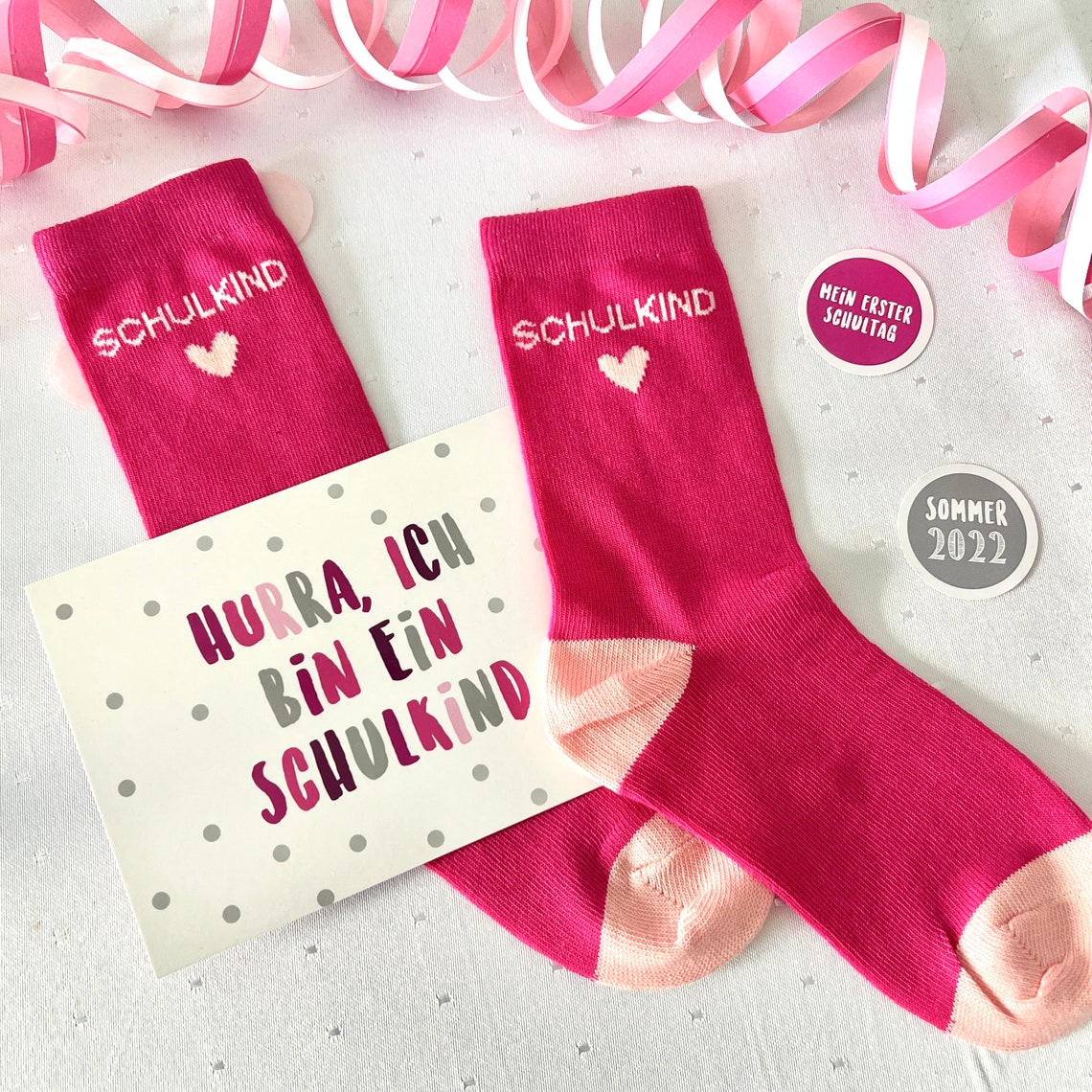 EINSCHULUNG Schulkind Socken GESCHENK für die Schultüte pink - Etsy