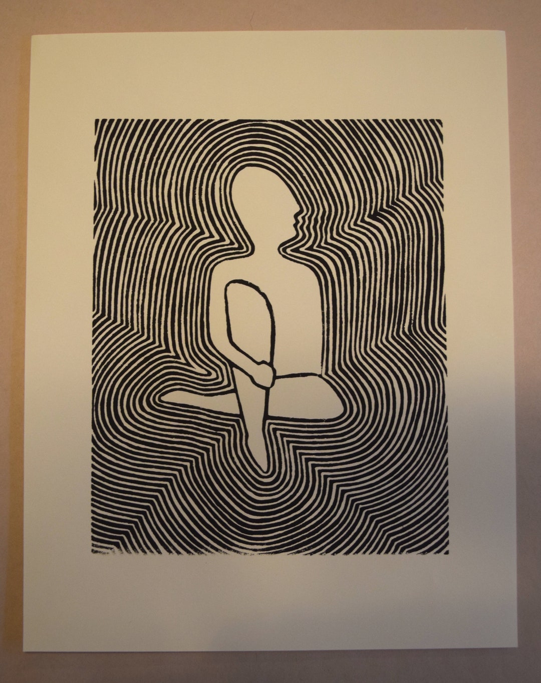 Silhouette of a Man Linocut Print - Etsy