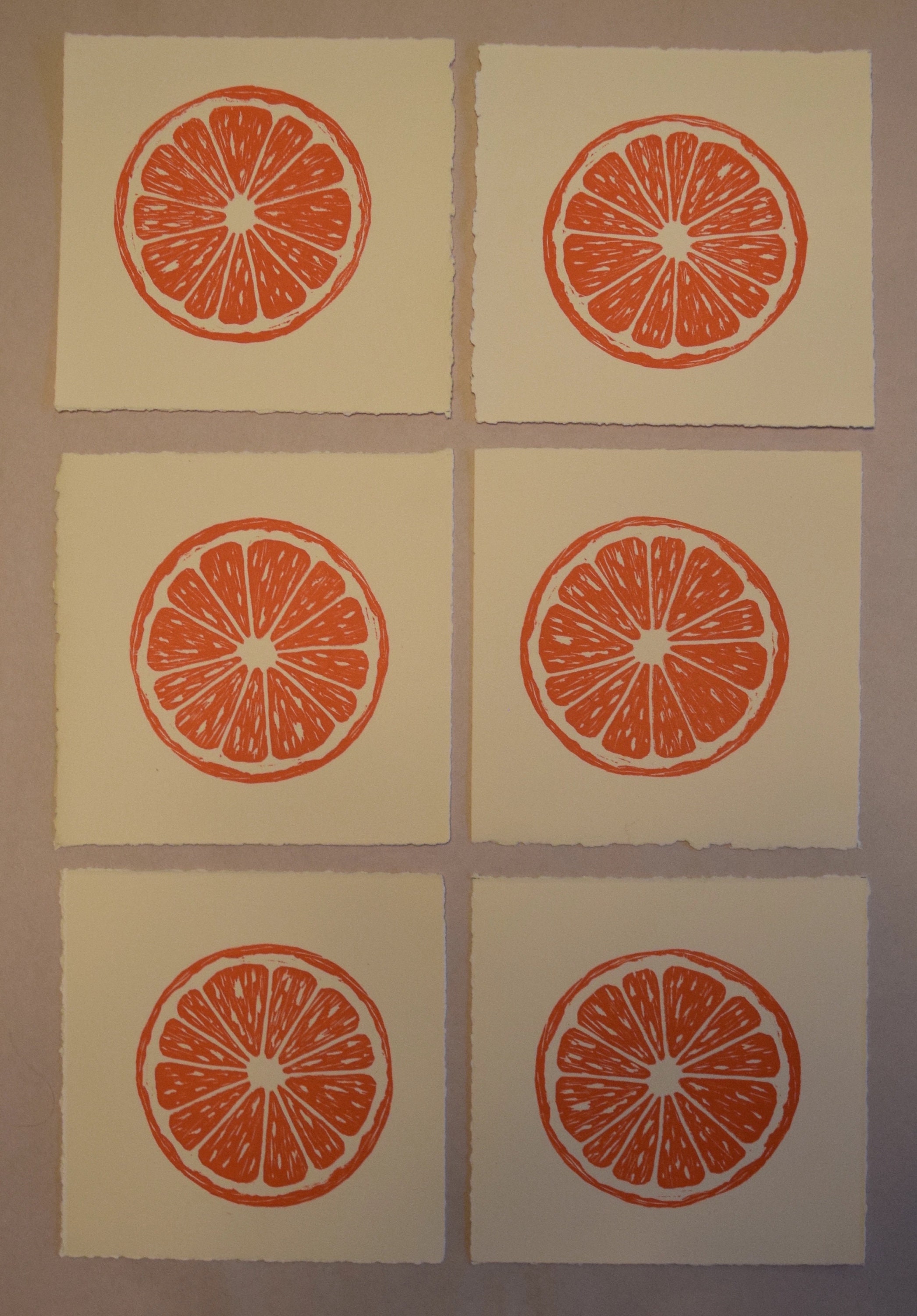 Orange Slice Linocut Print - Etsy UK