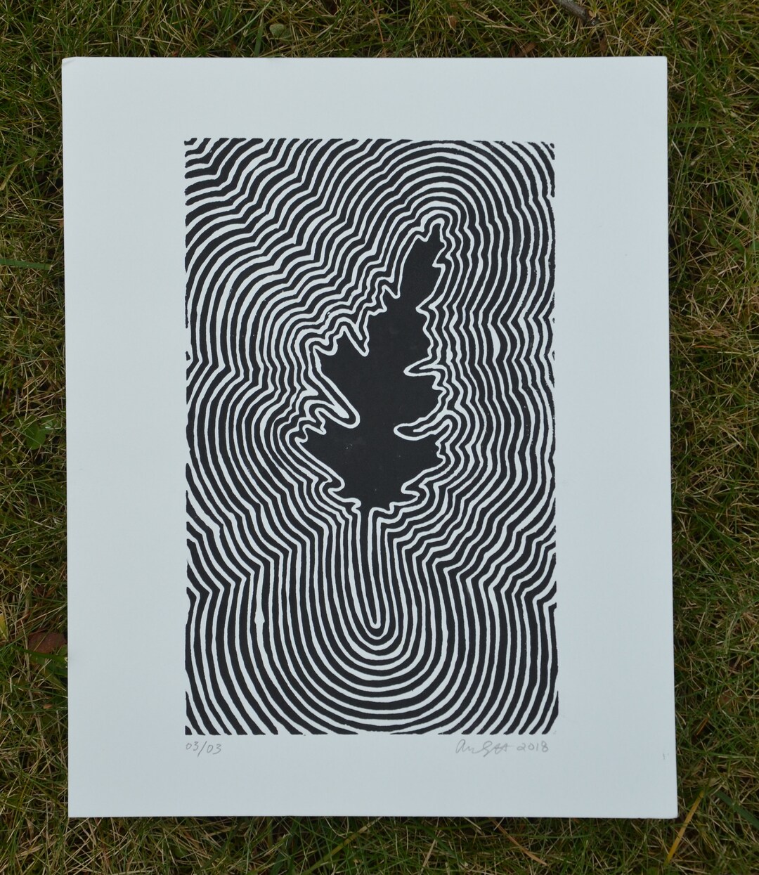 Leaf Silhouette Linocut Print - Etsy