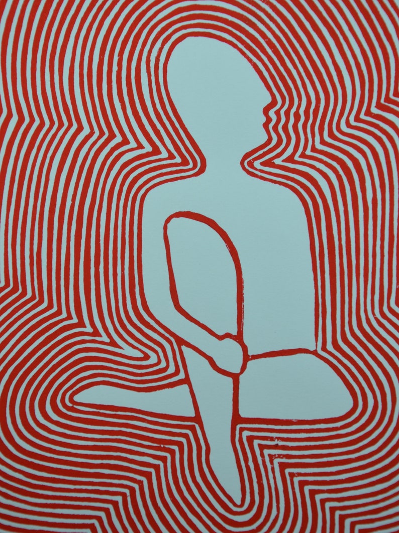 Silhouette of a Man Linocut Print - Etsy