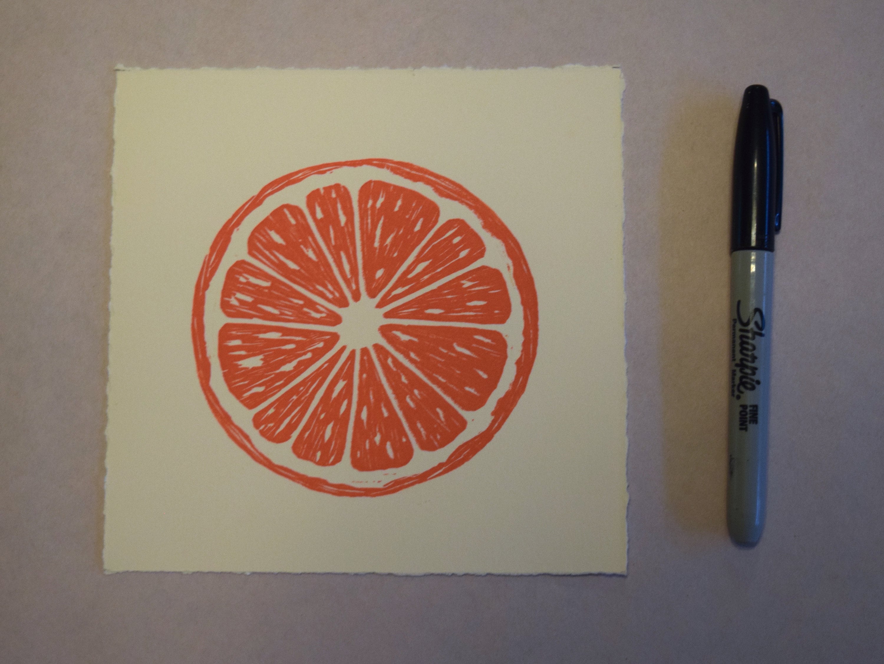 Orange Slice Linocut Print - Etsy UK