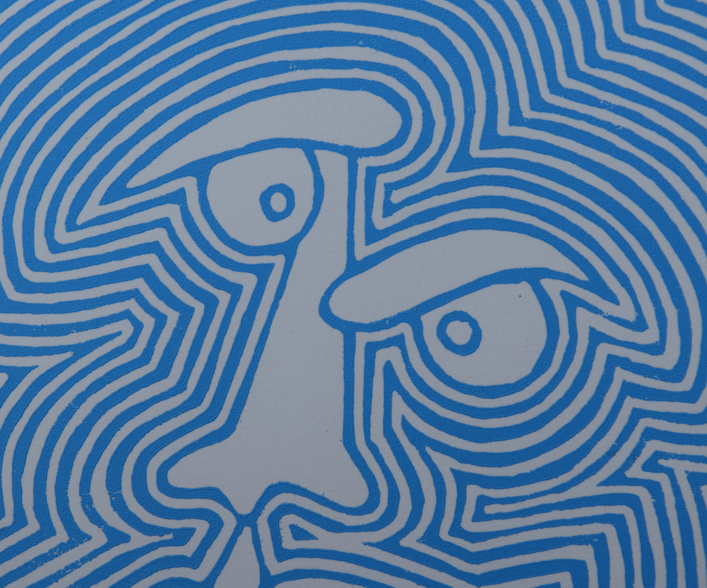 Blue Abstract Face Linocut Print - Etsy