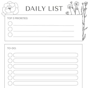 Daily to Do List, Printable & Fillable | PDF Checklist Planner | Print ...