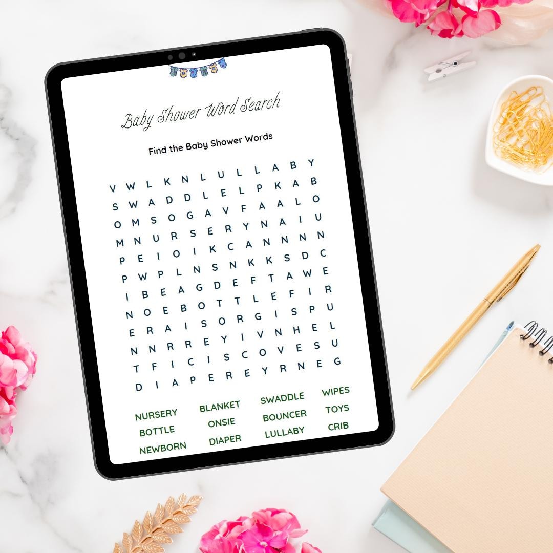 Baby Shower Word Search Game | Printable PDF | Print at Home | Includes ...