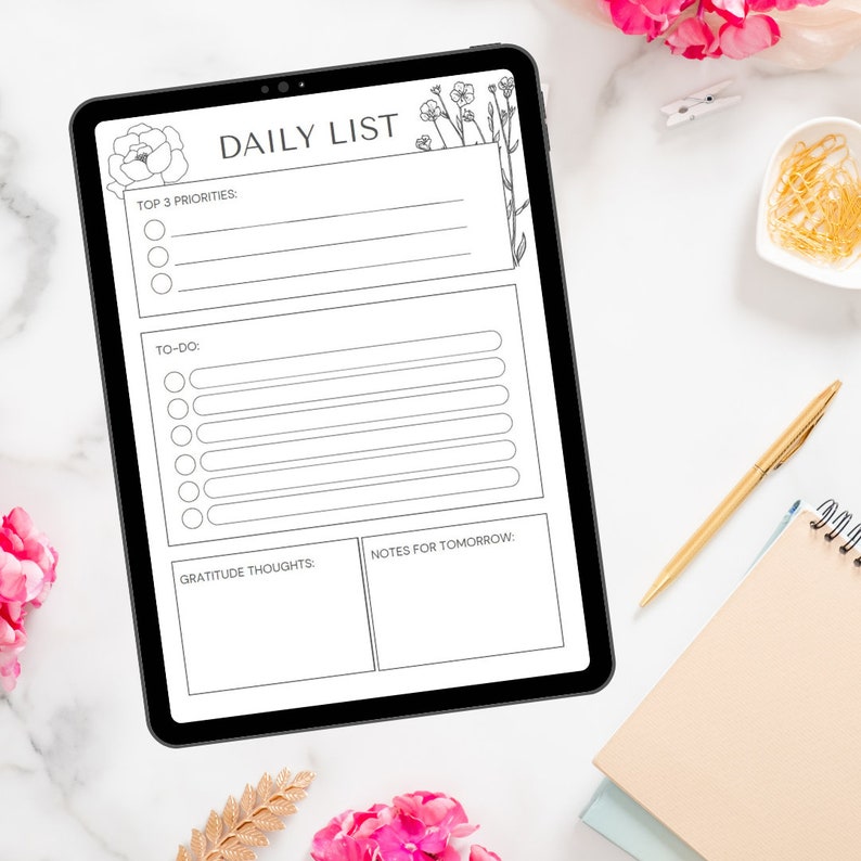 Daily to Do List, Printable & Fillable | PDF Checklist Planner | Print ...