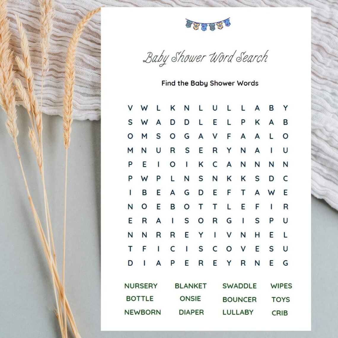 Baby Shower Word Search Game | Printable PDF | Print at Home | Includes ...