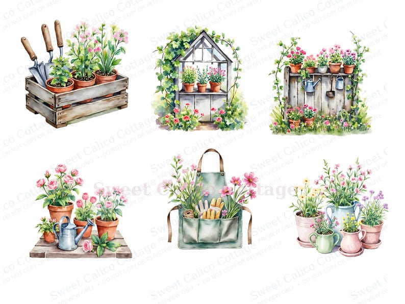 Watercolor Garden Clipart Set, 40 Floral Garden PNG Images - Etsy