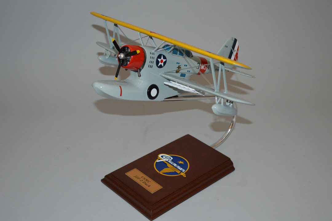 Grumman J2F Duck Navy Floatplane Airplane Model Hand Carved Mahogany ...