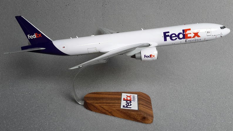 Boeing 777F Fedex LARGE Hand Carved and Hand Painted Mahogany Airplane ...