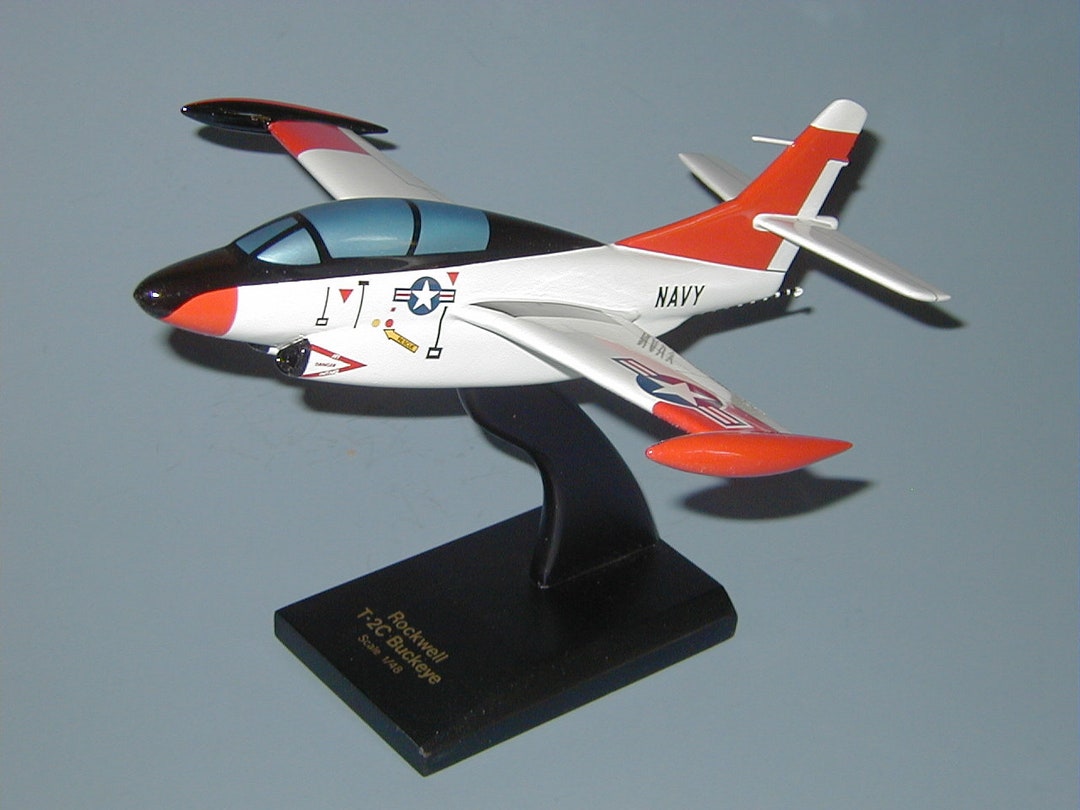 T-2C Buckeye Navy Training Airplane Model Hand Carved Mahogany Wood ...