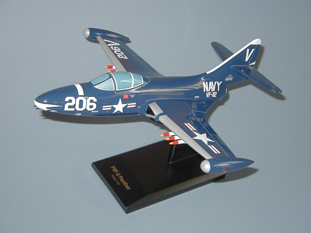Grumman F9F Panther US Navy Airplane Model Hand Carved Mahogany Wood ...