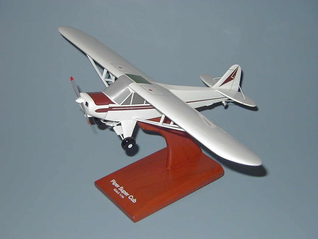 Piper PA-18 Super Cub Airplane Model Hand Carved Mahogany Wood Replica ...