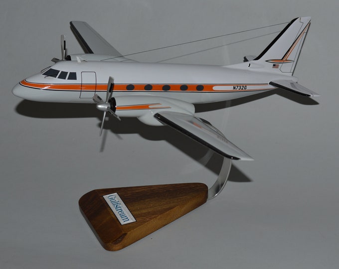 Grumman Gulfstream I G159 Airplane Model Hand Carved Mahogany Wood ...