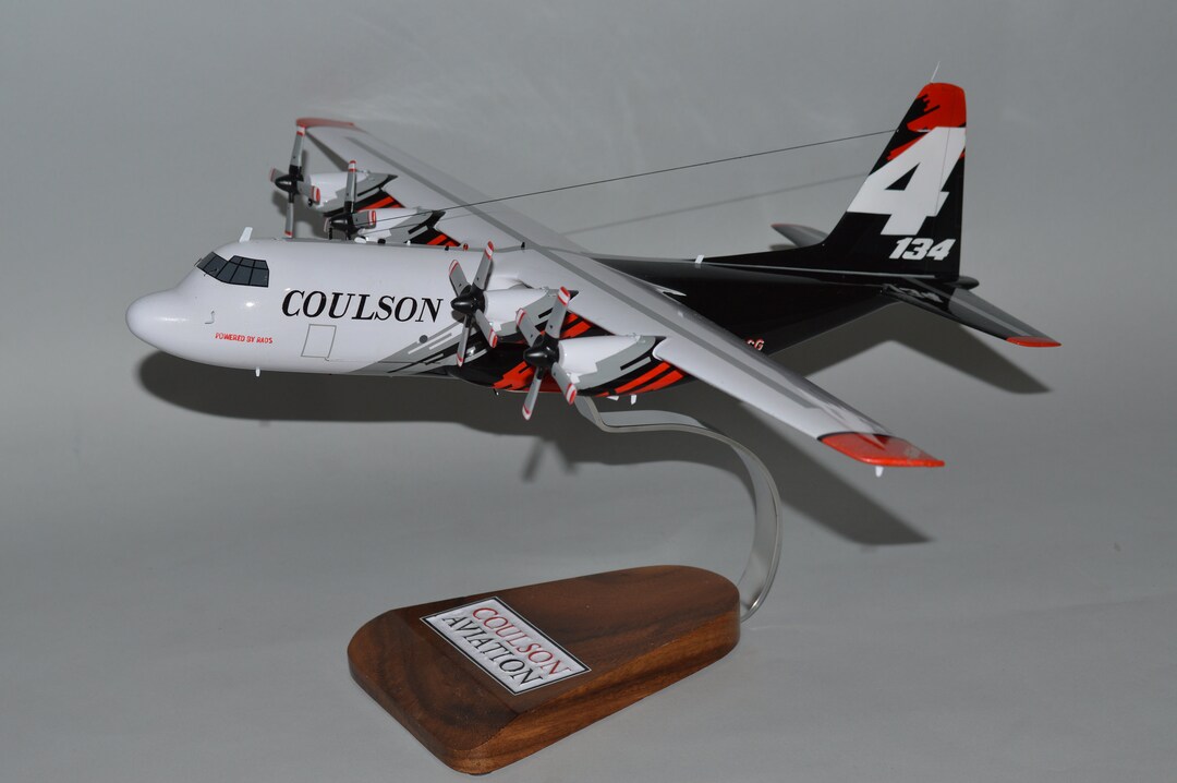 Lockheed C-130 Hercules Coulson Fire Fighter Airplane Model Hand Carved ...