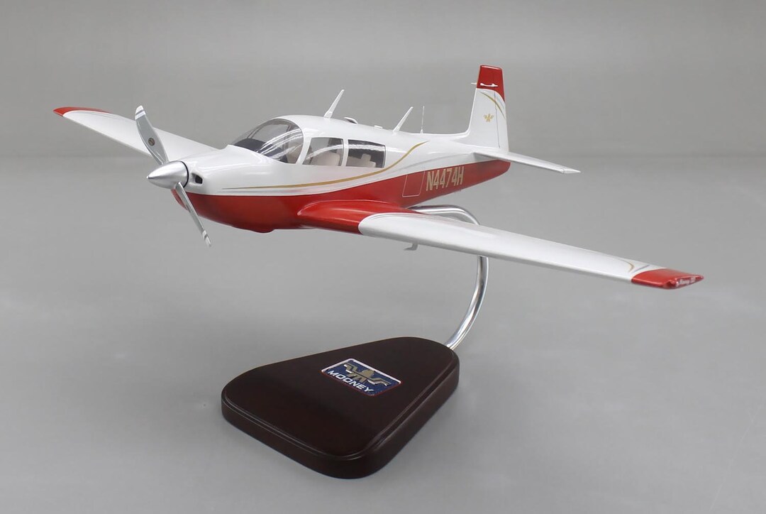 Mooney M20 Airplane Model With Clear Canopy Hand Carved Mahogany Wood ...