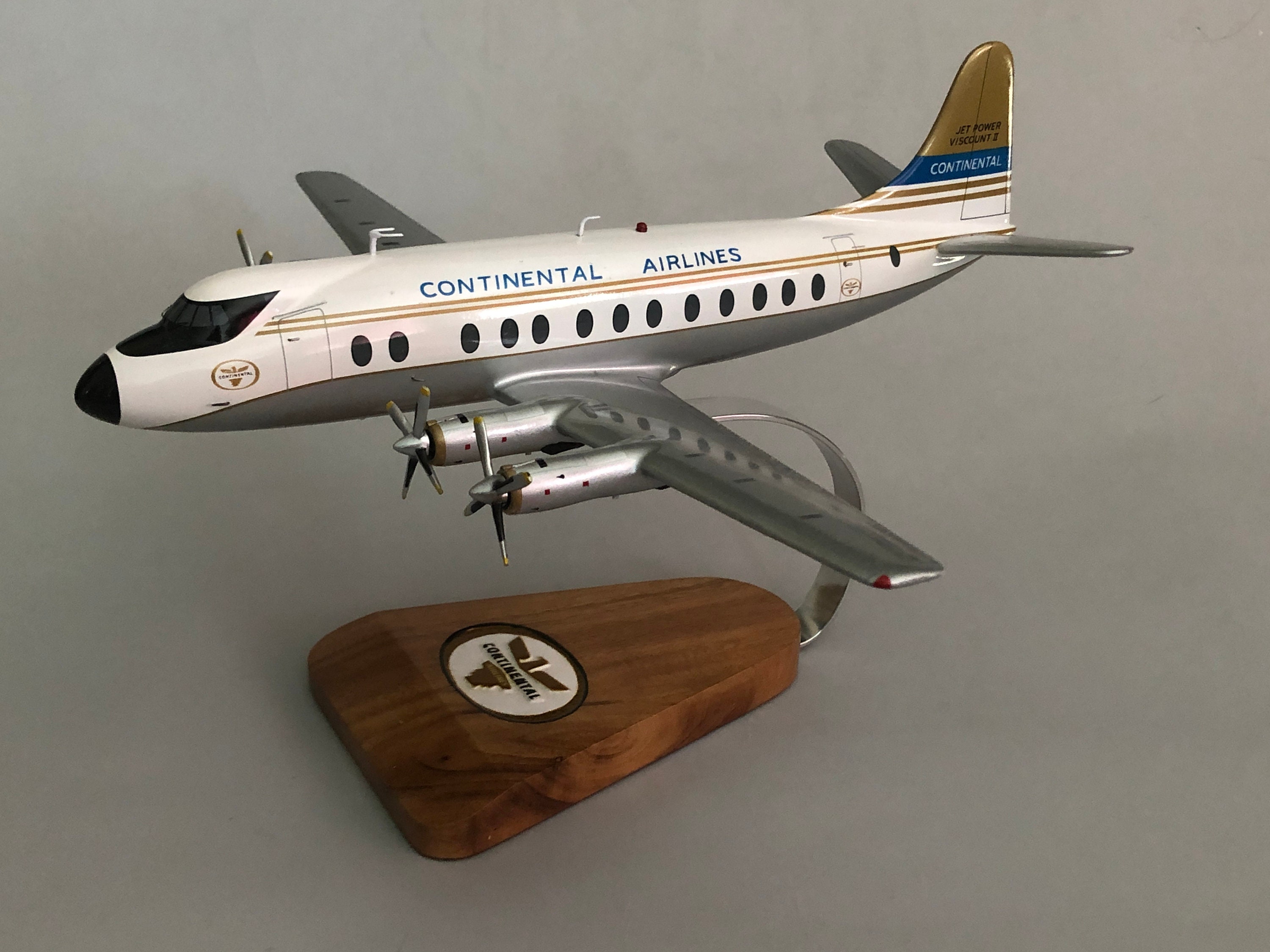 Vickers Viscount Continental Airlines Airliner Model Hand Carved ...