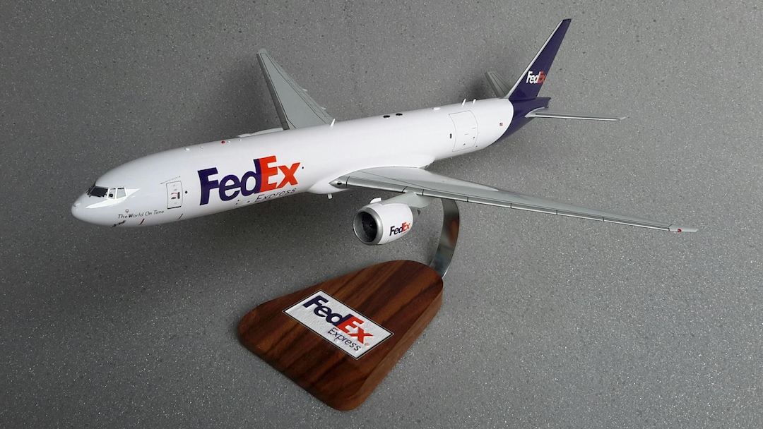 Boeing 777F Fedex LARGE Hand Carved and Hand Painted Mahogany Airplane ...