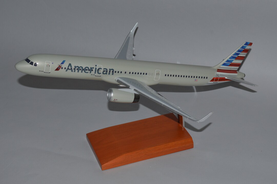 Airbus 321 A321 American Airlines Airplane Model Hand Carved Mahogany ...