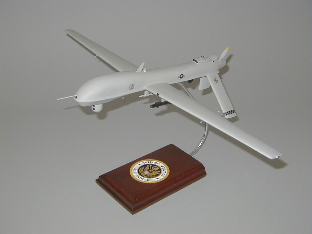 MQ-1 Predator UAV USAF Airplane Model Hand Carved Mahogany Wood Replica ...